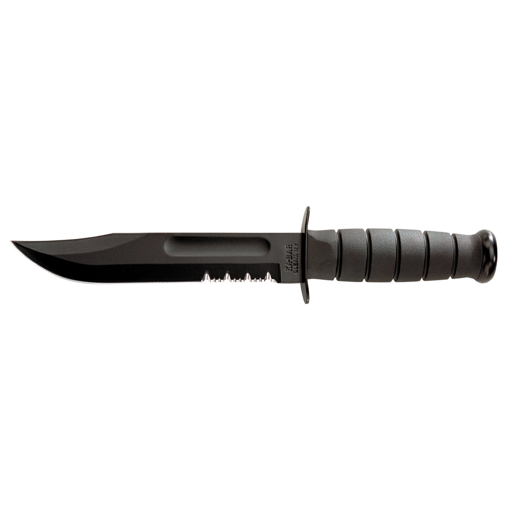 Ka-bar Fighting/utility Knife - 7" Serr W/plastic Sheath Black – Texas ...