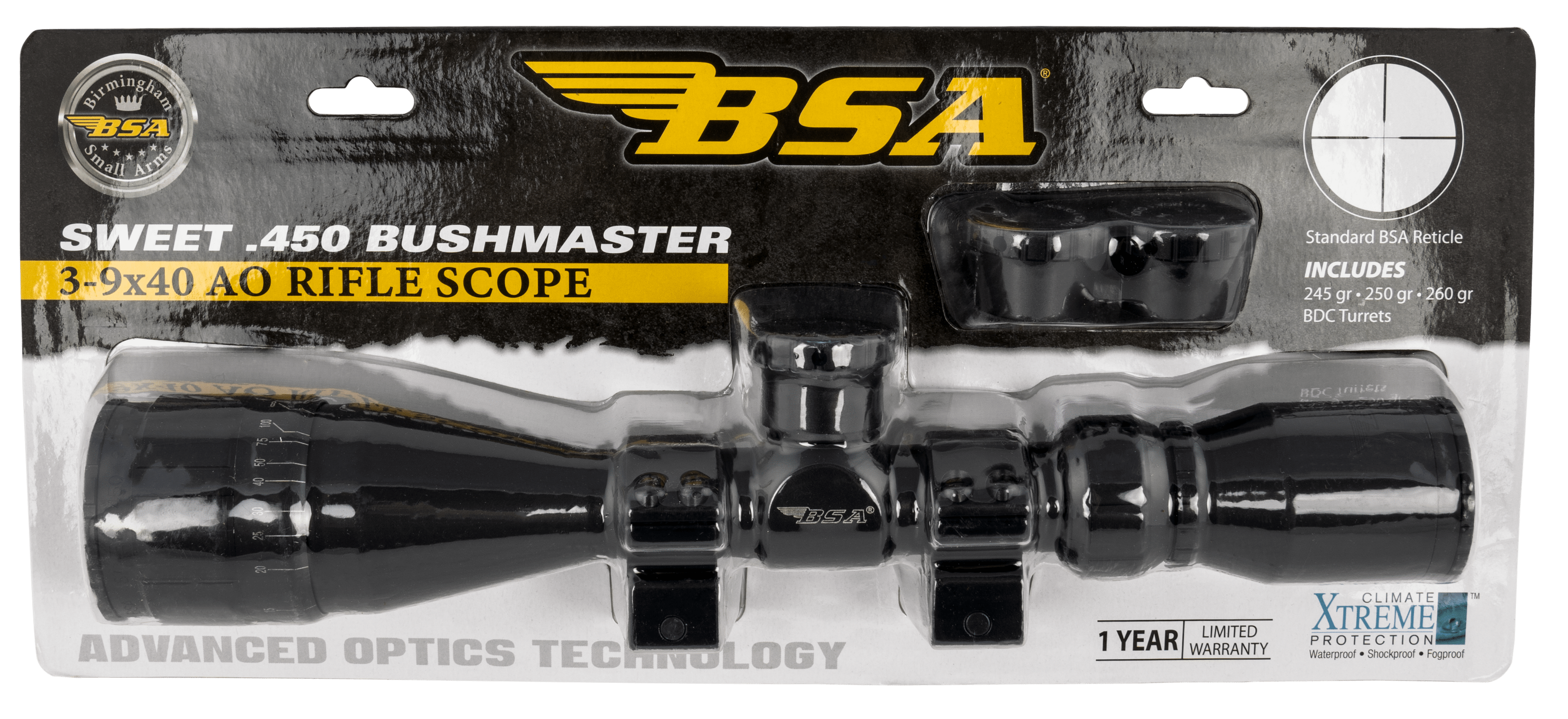 Bsa Optics Sweet 450 Ao Rifle Scope 3-9x40mm W/ Weaver Rings – Texas ...