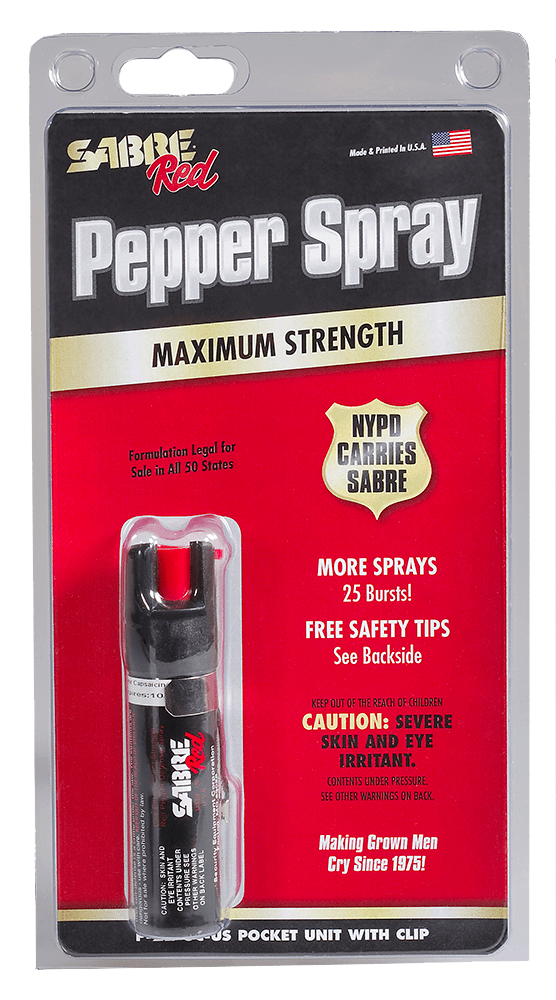 Sabre Red Compact Pepper Spray Black With Clip – Texas Fowlers